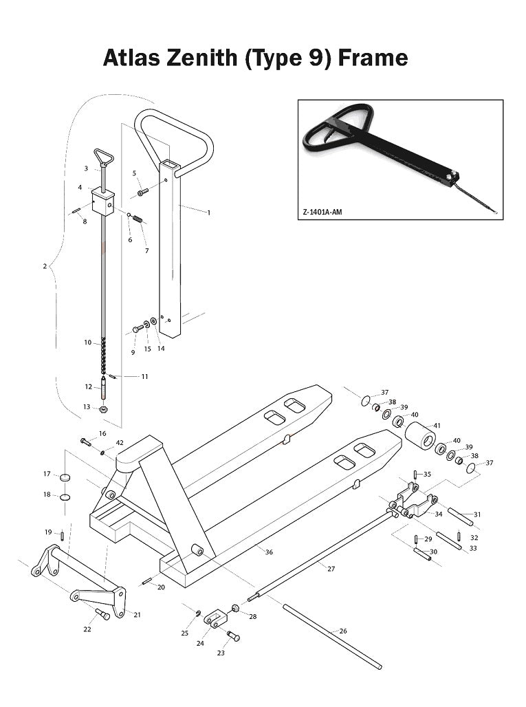 Atlas Zenith (Type 9) Frame Unit Diagram - Pallet Truck Parts ...